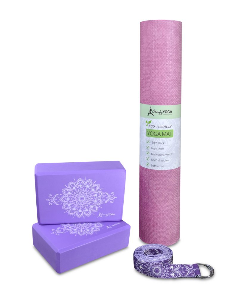 Mandala Printed Yoga Mat Set | 4-piece Yoga Set Kit | Comfy Yoga